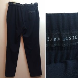 Zara | Pants & Jumpsuits | Zara Navy Blue Straight Leg Drawstring Pants ...